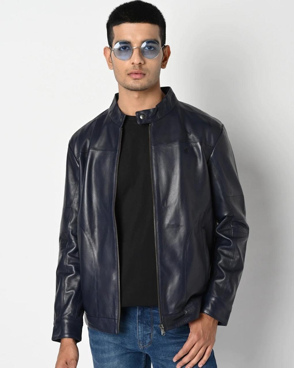 Adriano - Navy Blue | 100% Genuine leather jacket